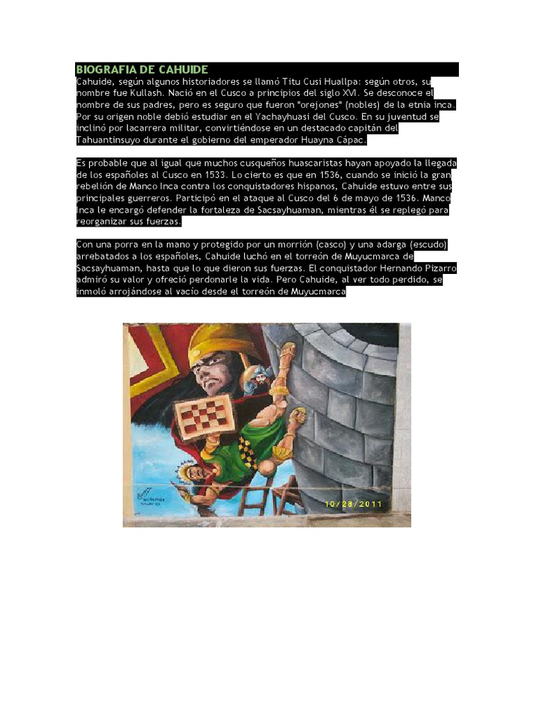 Biografia de Cahuide | PDF