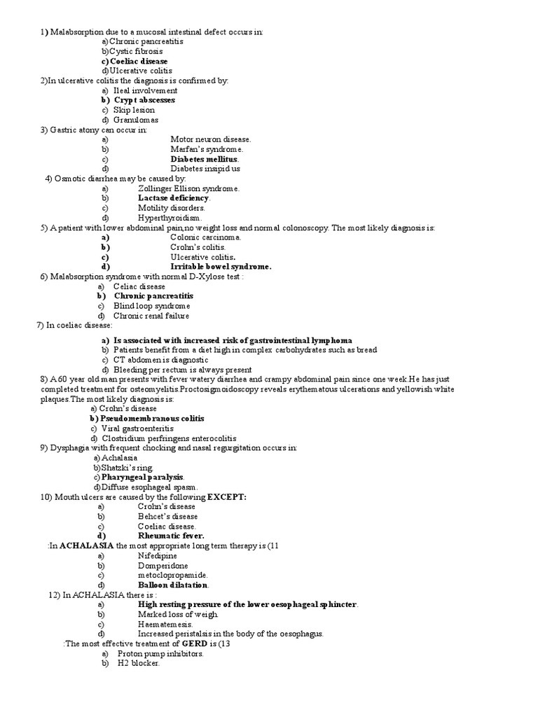 Gastroenterology MCQ | PDF | Peptic Ulcer | Gastroesophageal Reflux Disease