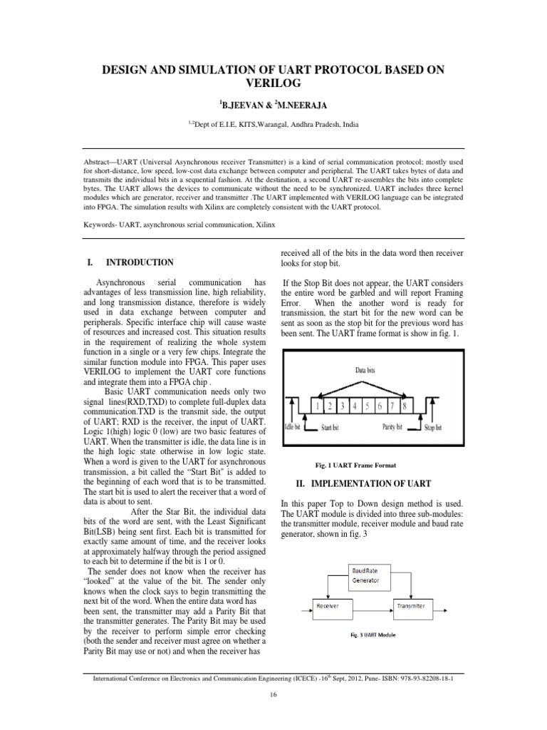 Design and Simulation of UART Protocol in Verilog | PDF ...