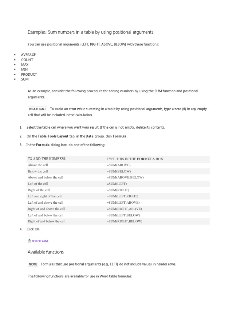 Ms Office Formula Examples | PDF | Parameter (Computer Programming) | Summation