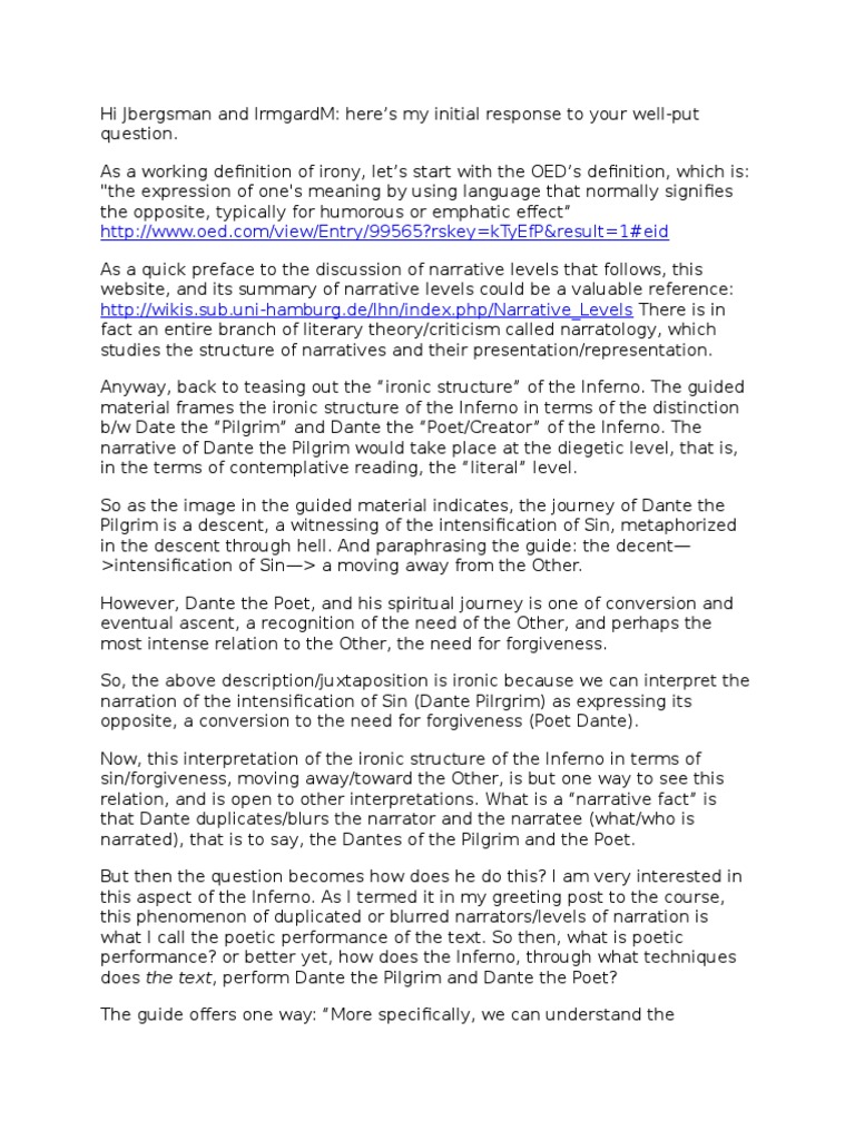 Dante Post Ironic Structure | PDF | Divine Comedy | Irony