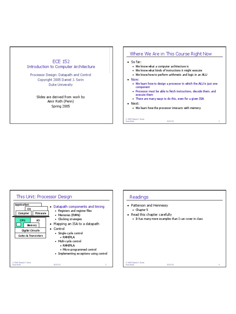 ECE 152 Where We Are in This Course Right Now: Introduction To Computer Architecture | PDF ...