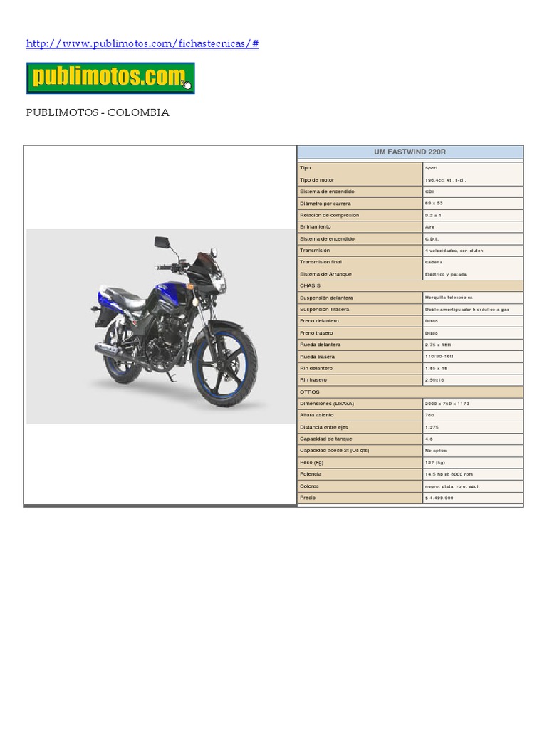 Ficha Técnica UM Fastwind 220R | PDF