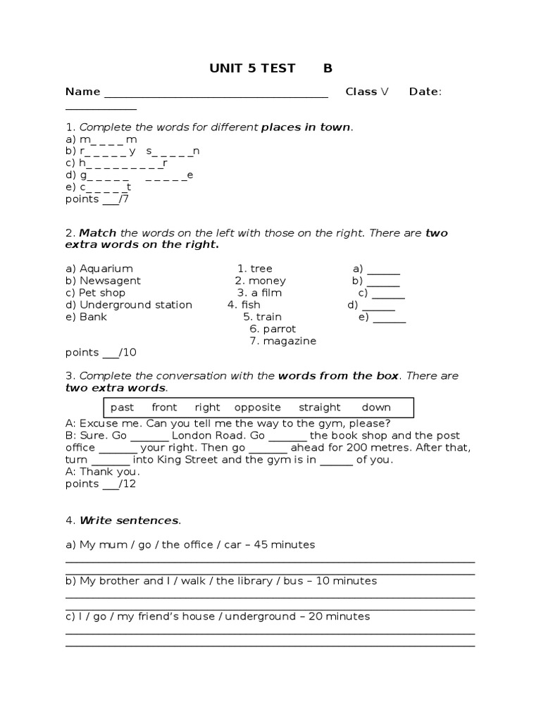 Unit 5 Test B | PDF