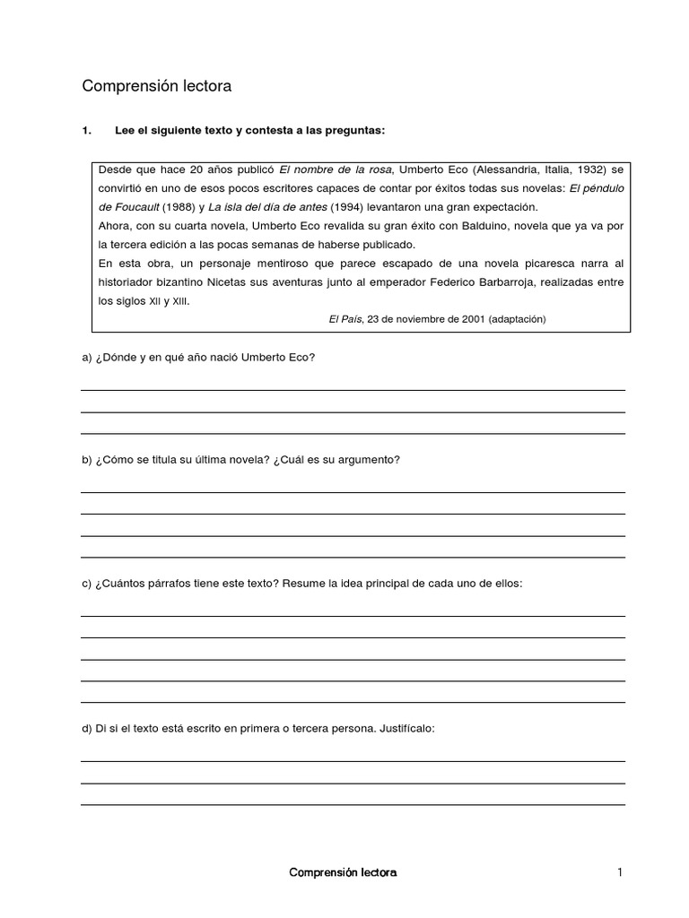 Comprensión Lectora | PDF | Folklore | Microsoft