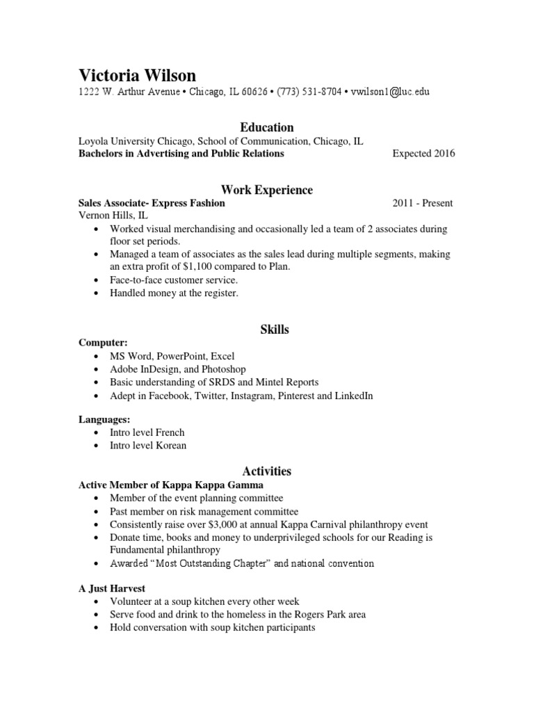 Victoria Wilson - Advertising Graduate Resume | PDF | Career & Growth ...