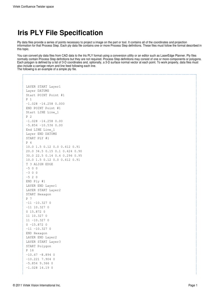 Iris PLY File Specification | PDF | File Format | Computer File