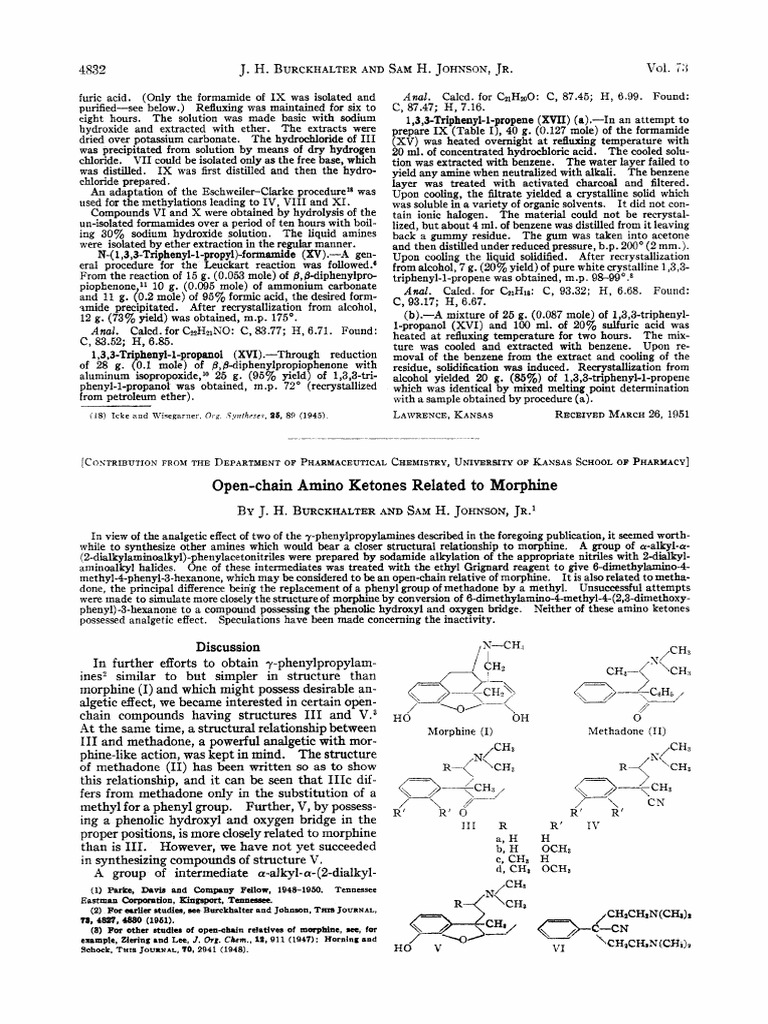 Open-Chain Amino Ketones Related To Morphine | PDF | Amine | Distillation