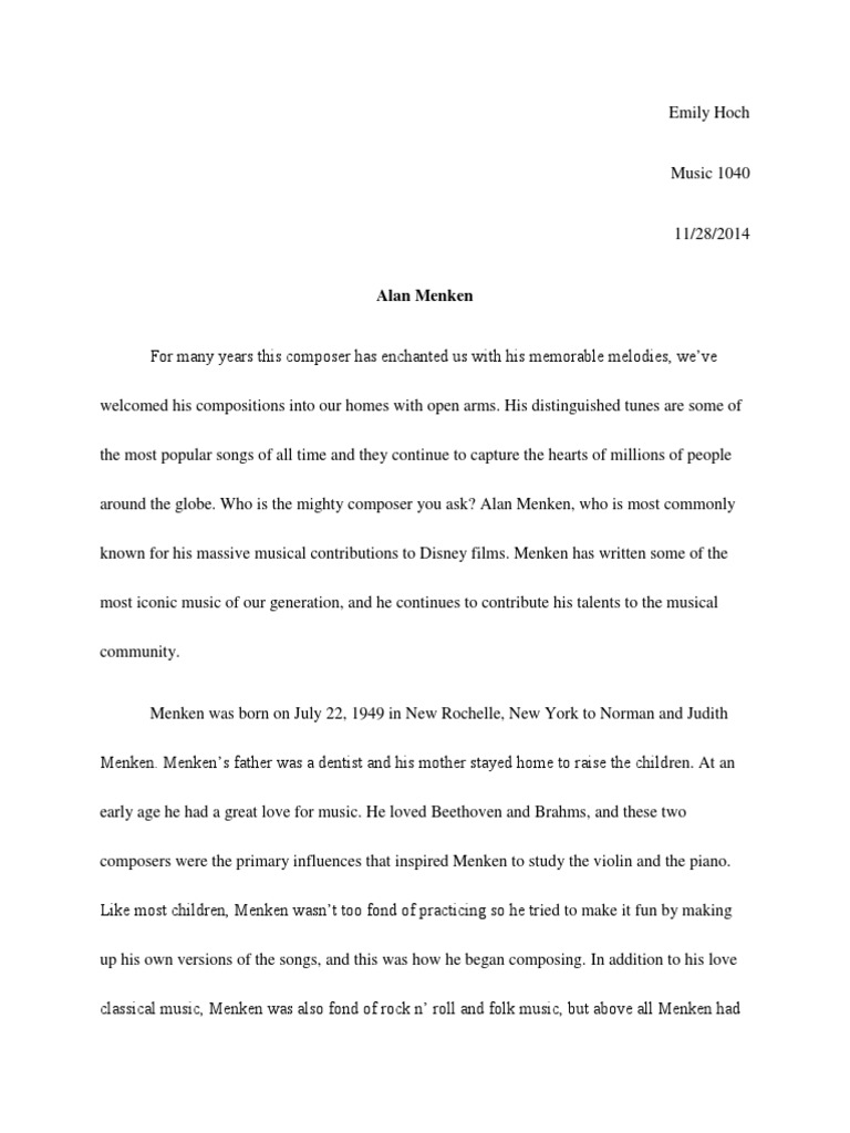 Alan Menken Paper | PDF | Entertainment | Performing Arts