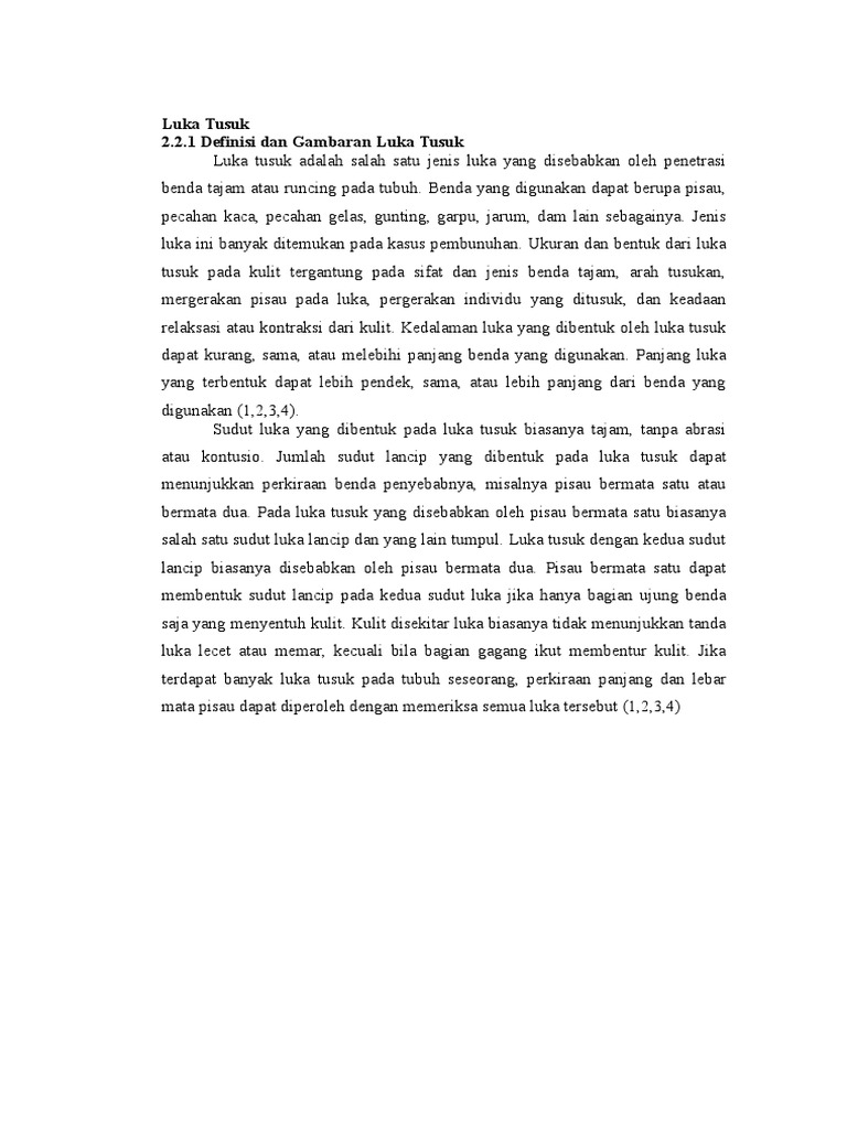 Karakteristik dan Dampak Luka Tusuk | PDF