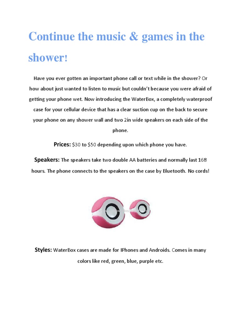 WaterBox Waterproof Speaker Manual | PDF