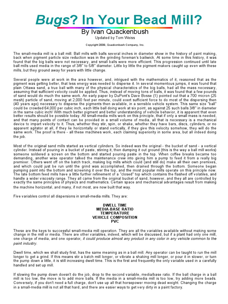 Bugs? in Your Bead Mill? | PDF | Mill (Grinding) | Pump