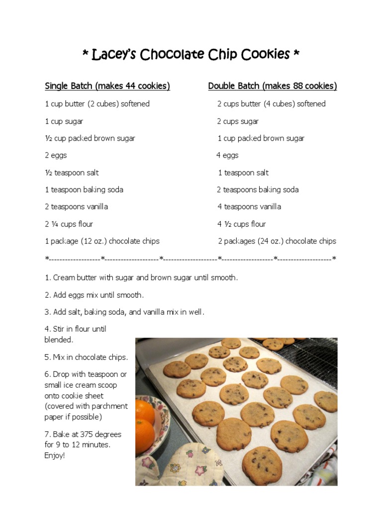 Recipe - Chocolate Chip Cookies | PDF | Cooking, Food & Wine | Home ...