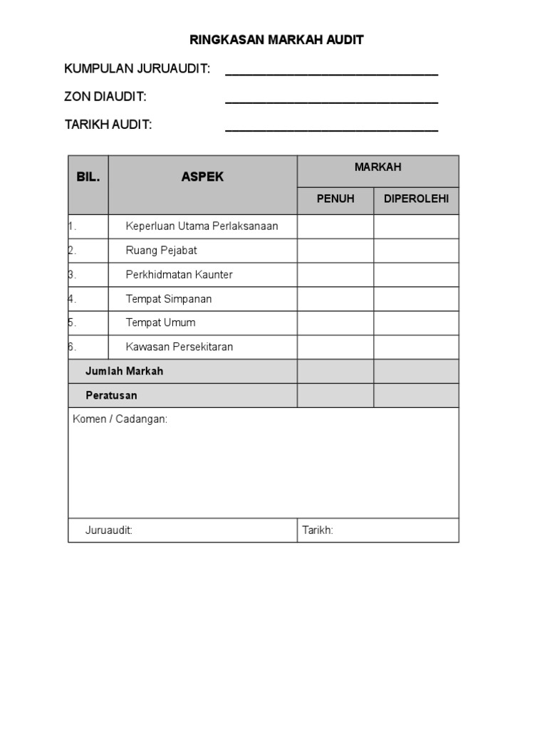 Contoh Kriteria Audit 5S | PDF