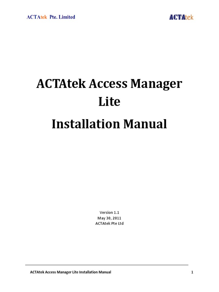 Actatek Access Manager Lite Installation Manual | PDF | World Wide Web ...