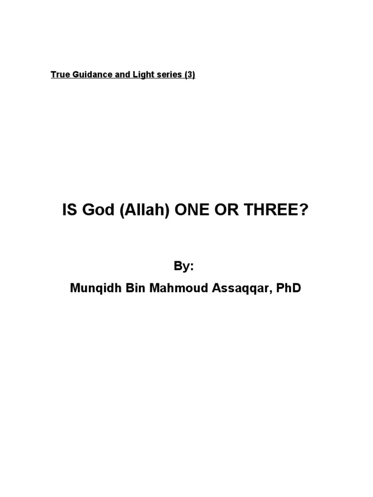 Monotheism: One God or Three? | PDF | Prophets And Messengers In Islam ...