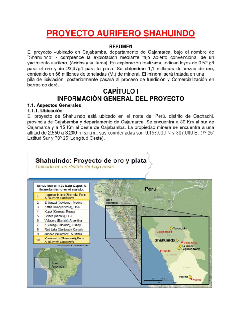 Ubicación del Proyecto Shahuindo en Cajabamba | PDF | Ciencias de la ...