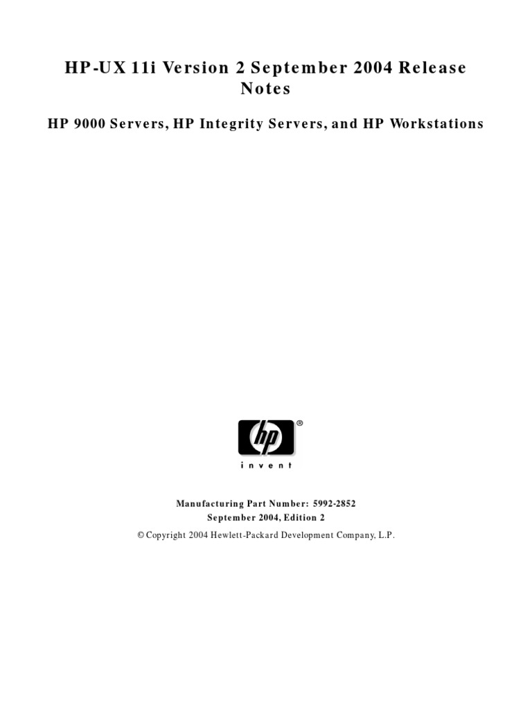 HP-UX 11i Version 2 September 2004 Release | Download Free PDF ...