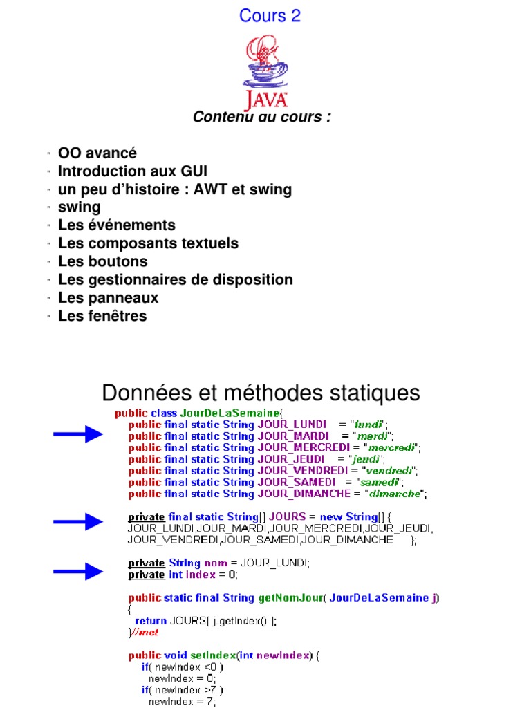 Programmation Orientée Objet et GUI en Java | PDF | Interface (Informatique) | Classe (informatique)
