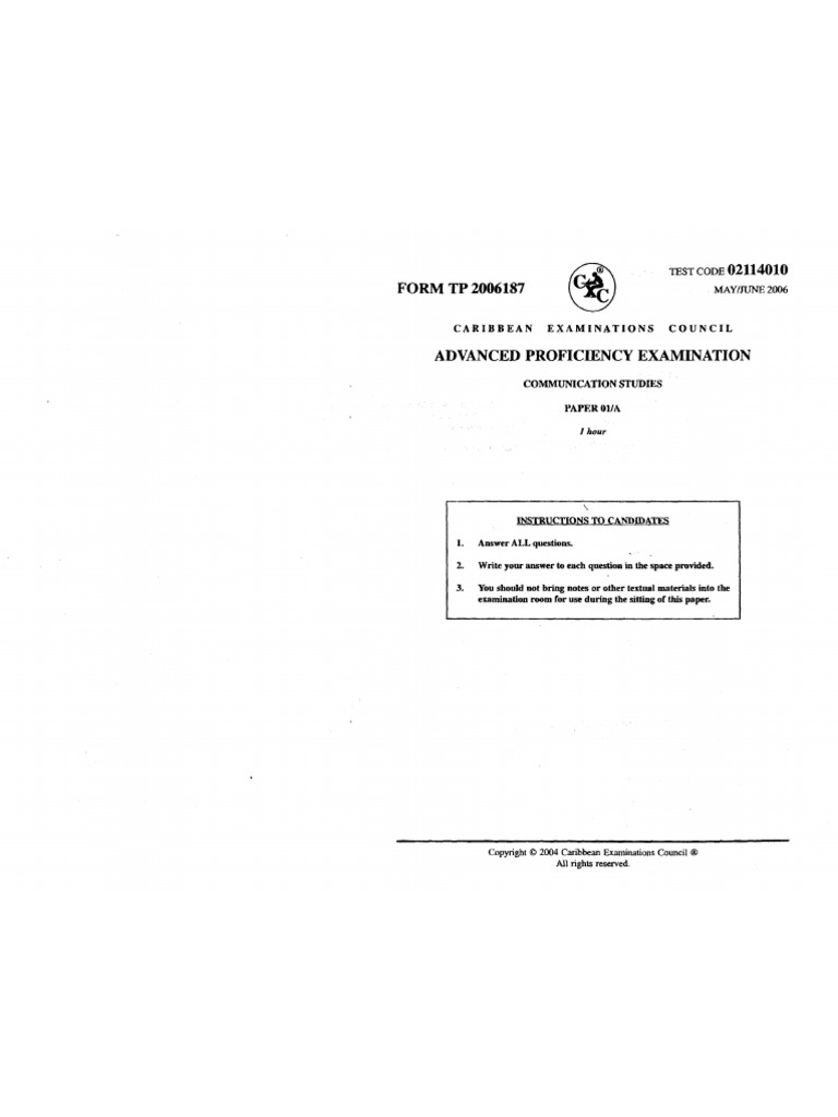 Cape Communication Studies May June 06 paper 1a