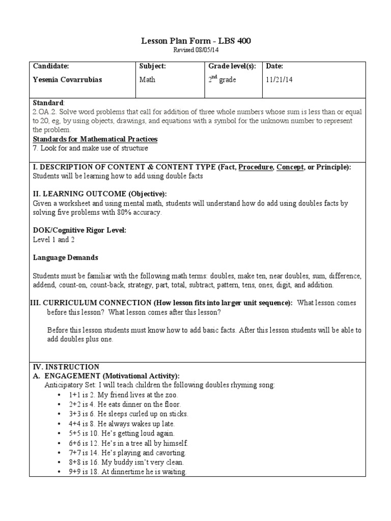 2nd Grade Math Lesson Plan | PDF | Education Theory | Teaching Mathematics