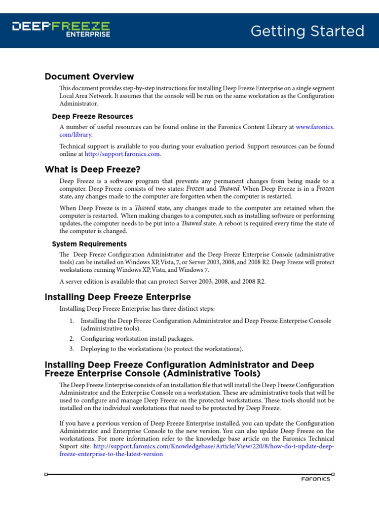 DeepFreeze GettingStarted | PDF | Installation (Computer Programs) | Microsoft Windows