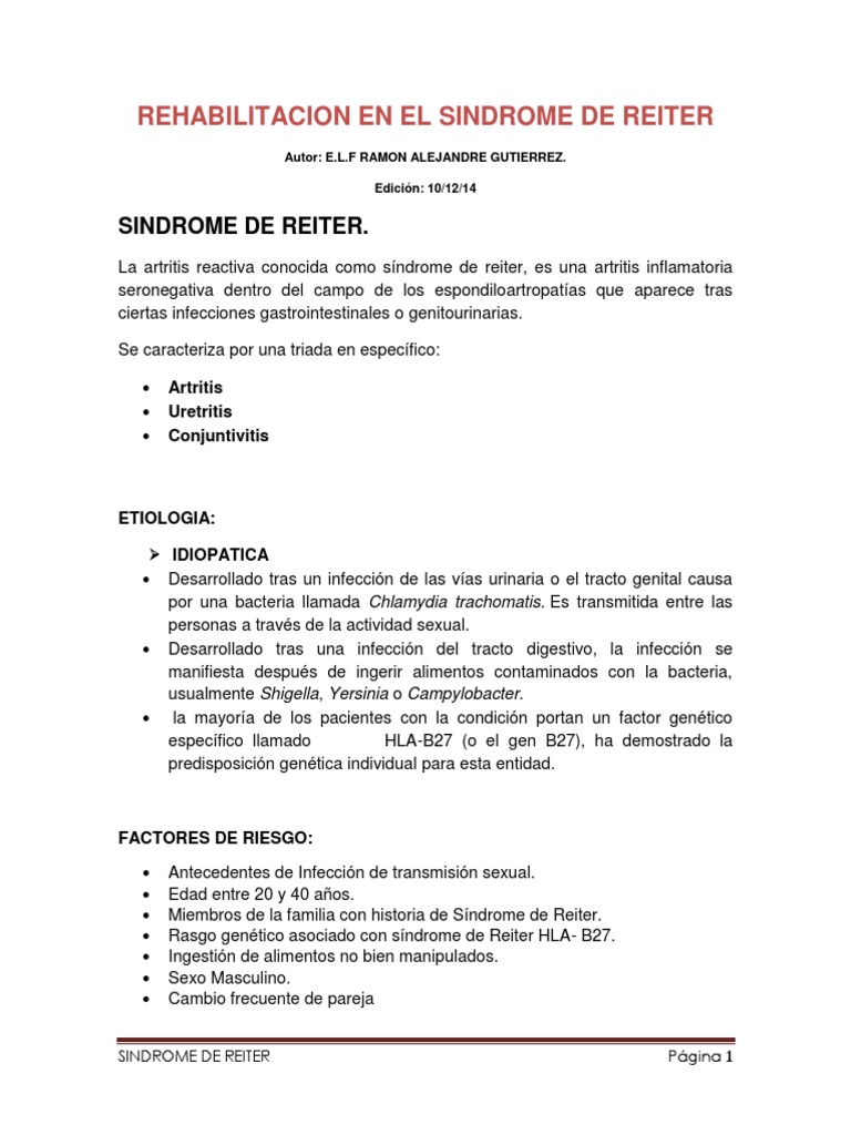 SINDROME DE REITER.pdf | Inmunología | Medicina CLINICA | Prueba ...