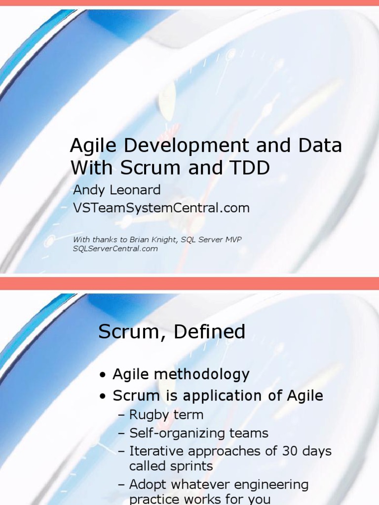 Agile Development and Data With Scrum and TDD 1 | PDF | Scrum (Software ...