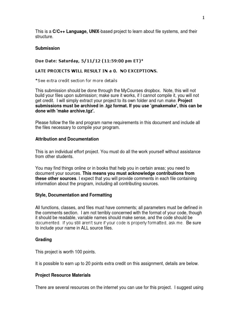 OS1 - Project 2 | PDF | File System | Computer File