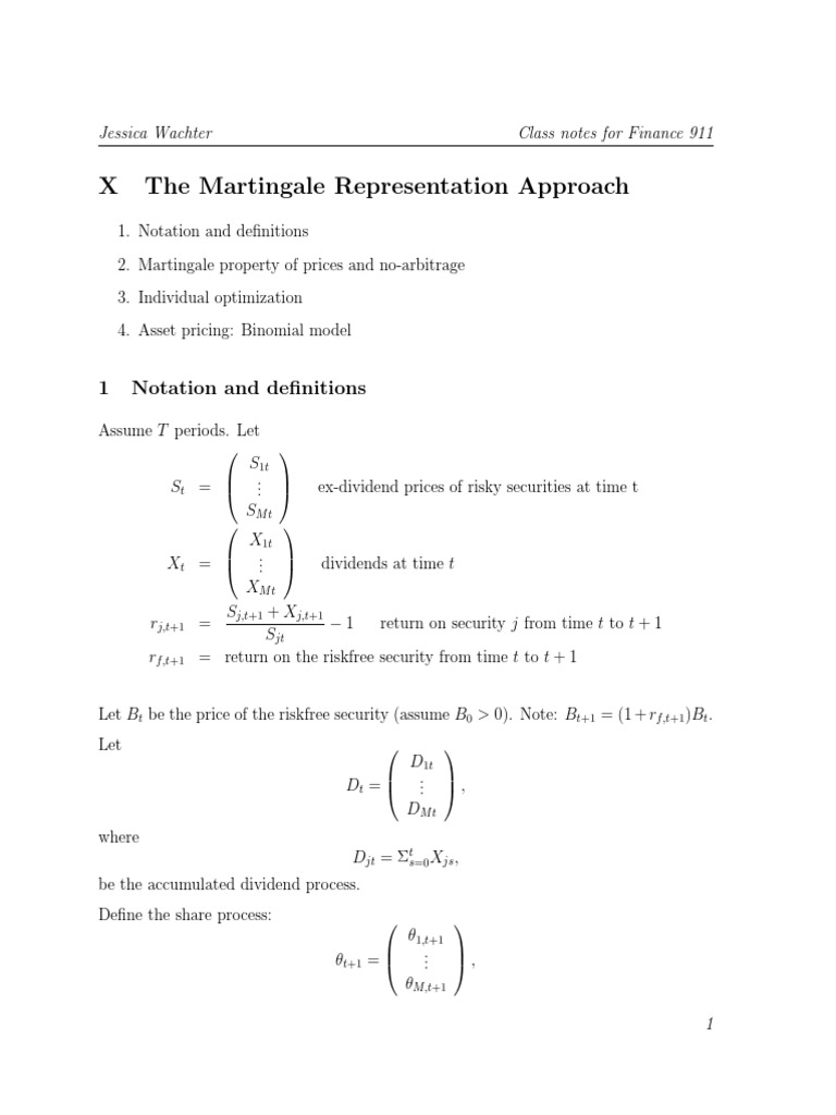 X The Martingale Representation Approach: 1 Notation and Definitions ...