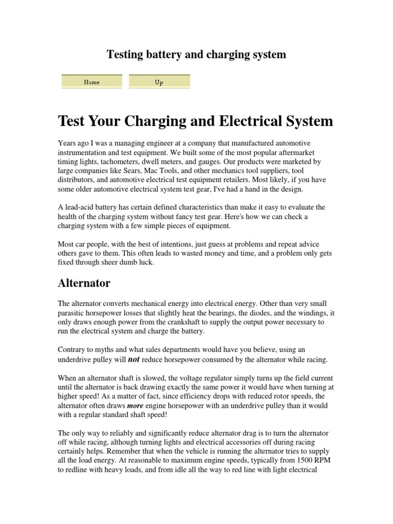 Charging System Testing | Download Free PDF | Battery (Electricity ...