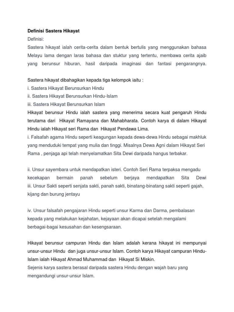 Sastera Hikayat | PDF