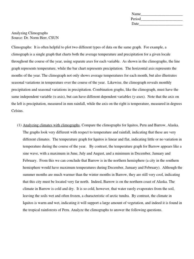 Climograph Worksheet | Download Free PDF | Climate | Alaska