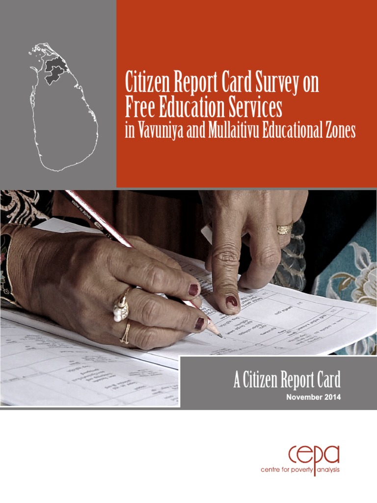 Citizen Report Card Survey On Free Education Services in Vavuniya and ...