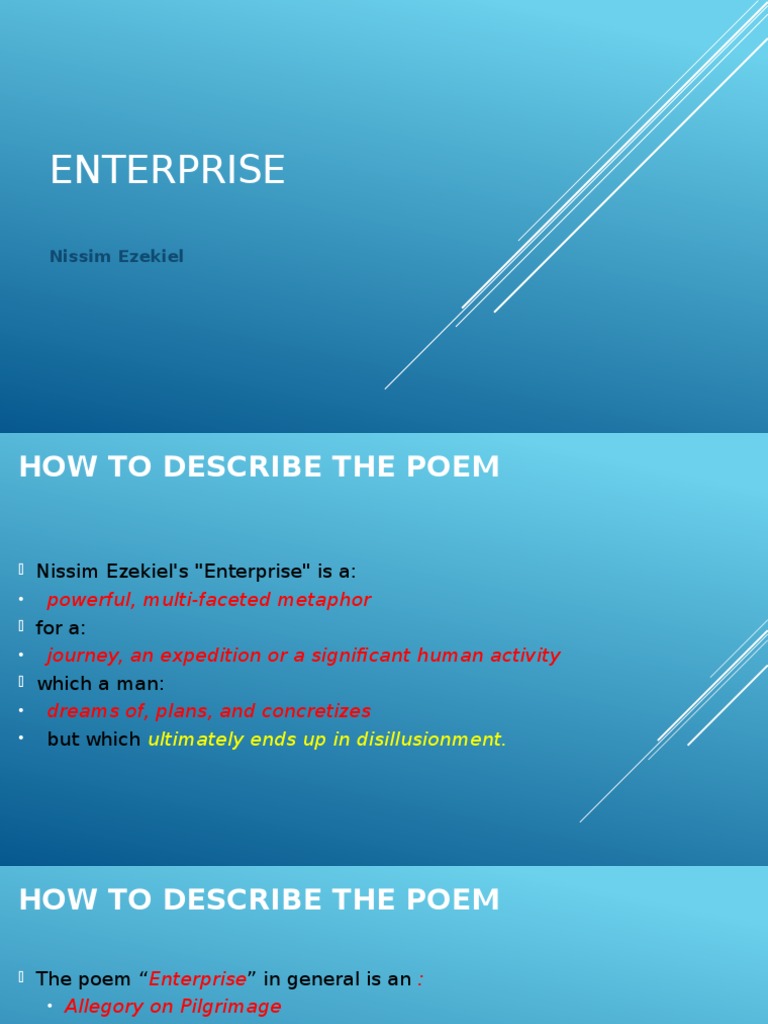Enterprise - Nissim Ezekiel | PDF | Allegory | Poetry