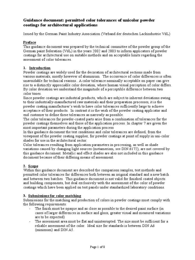 Color Tolerances for Powder Coatings | PDF | Engineering Tolerance | Color