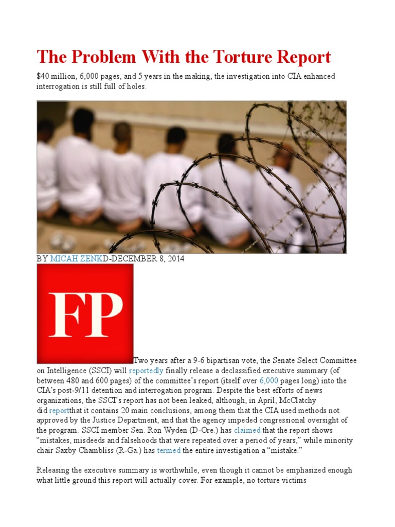 The Problem With The Torture Report Pdf Enhanced Interrogation