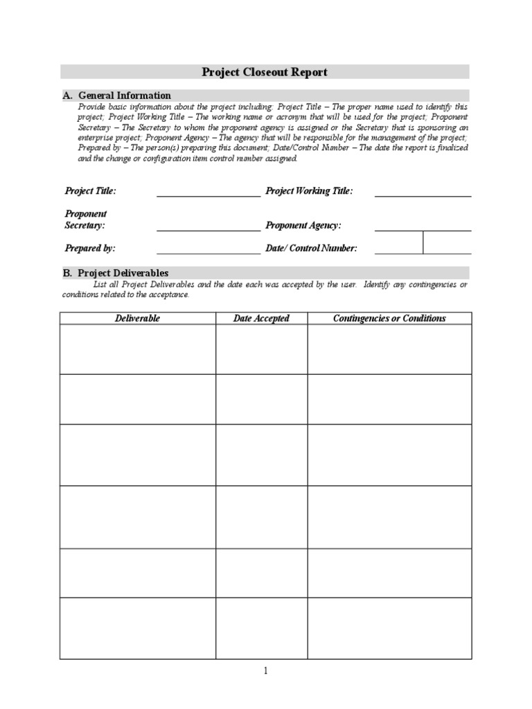 Project Closeout Report | PDF | Project Management | Accountability