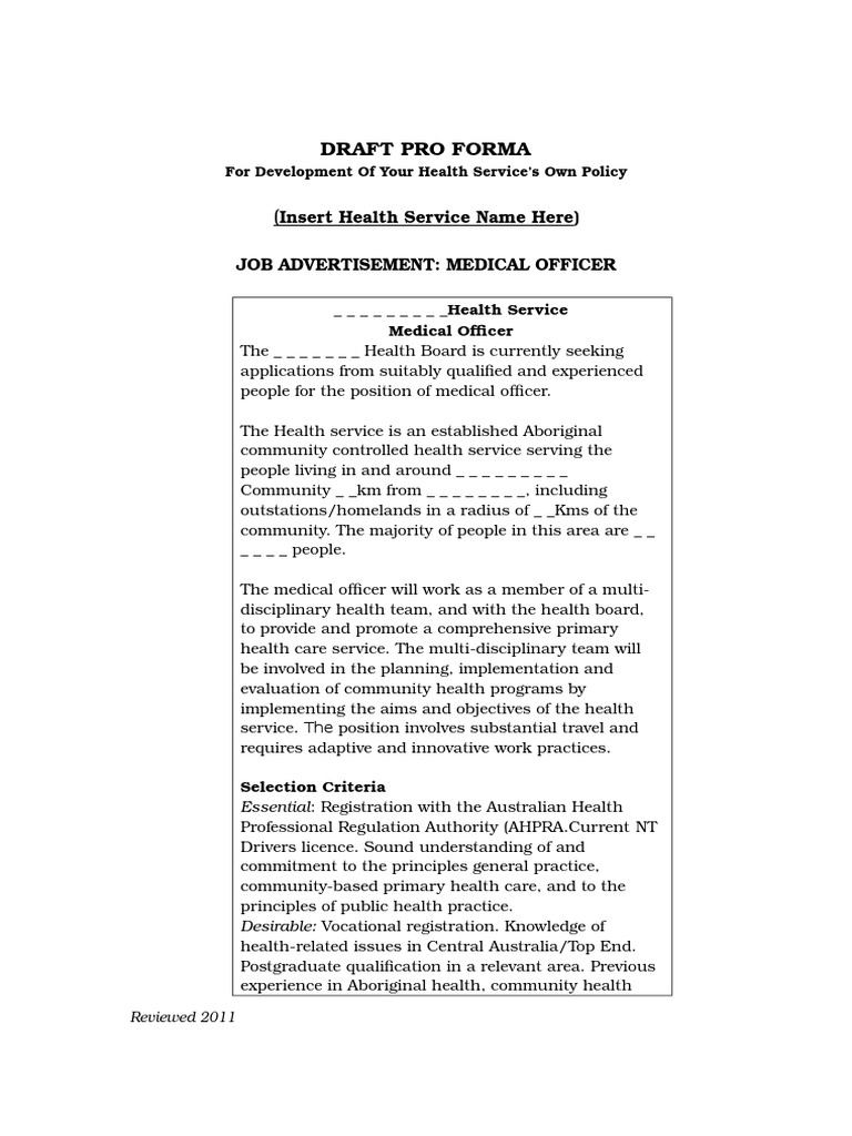 Job Advertisement Doctor | PDF