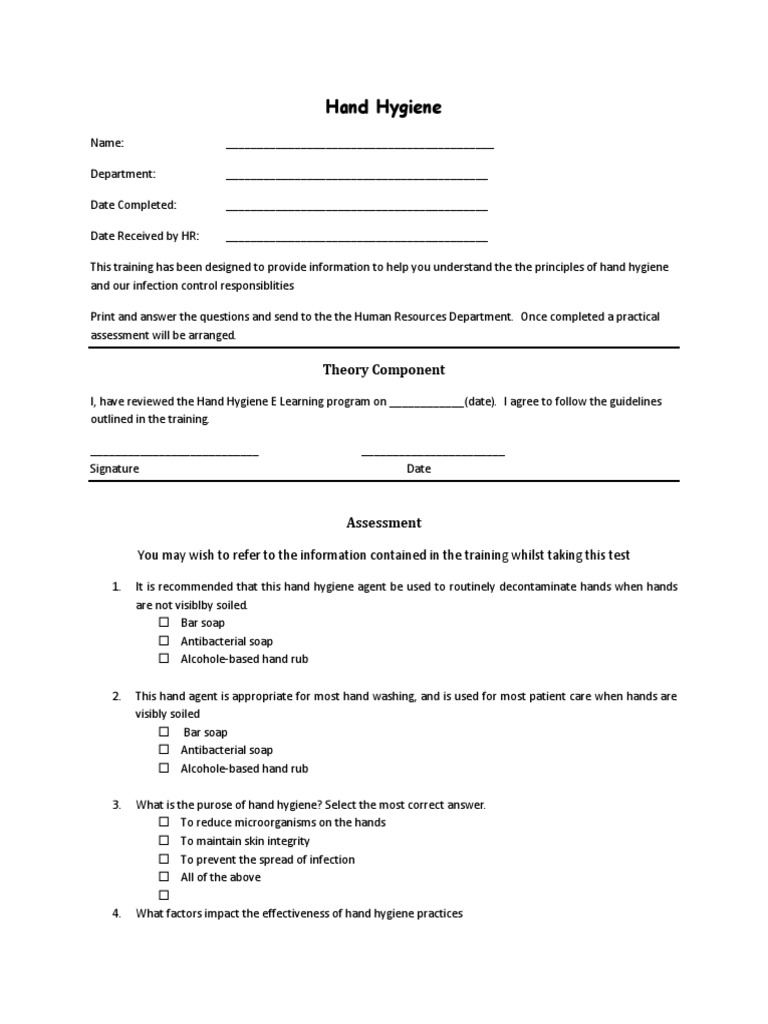 Hand Hygiene Test | PDF