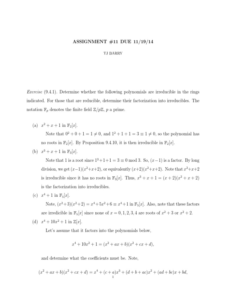 Abstract Algebra Homework | PDF | Module (Mathematics) | Polynomial