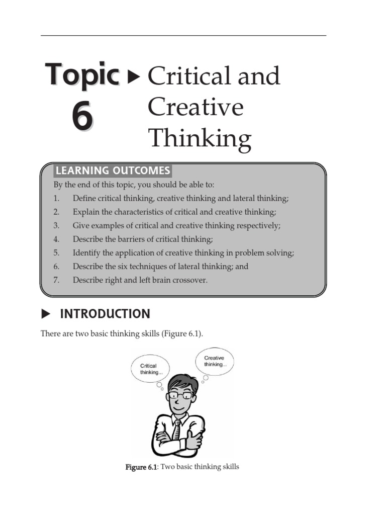 Topic 6 Critical and Creative Thinking | PDF | Critical Thinking ...