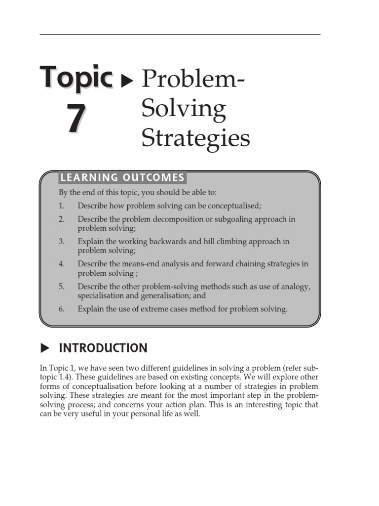 Topic 7 Problem Solving Strategies | PDF | Analogy | Cognitive Science