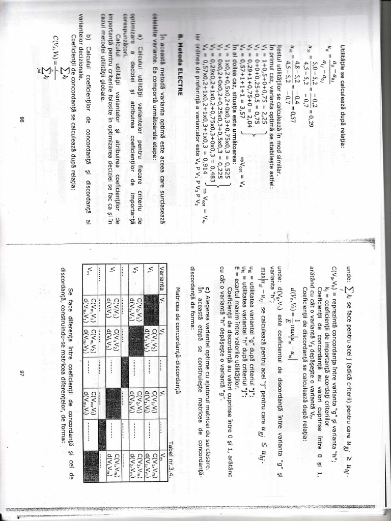 Metoda Electre - Metoda Onicescu | PDF