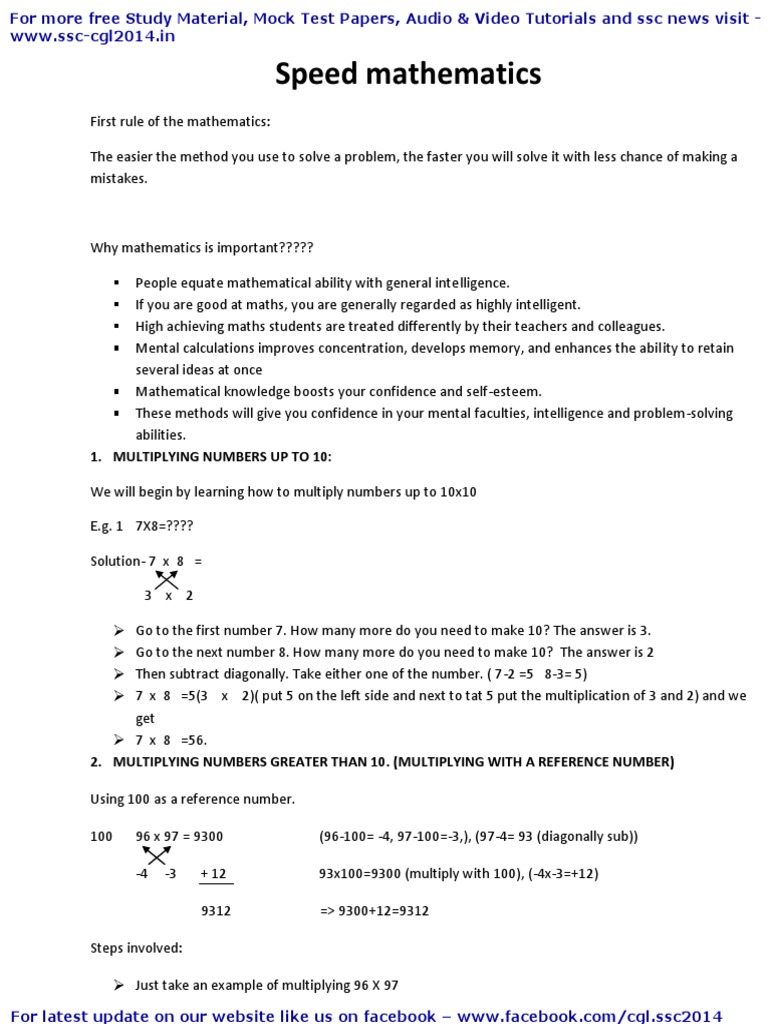 Speed Maths PDF | PDF | Fahrenheit | Subtraction