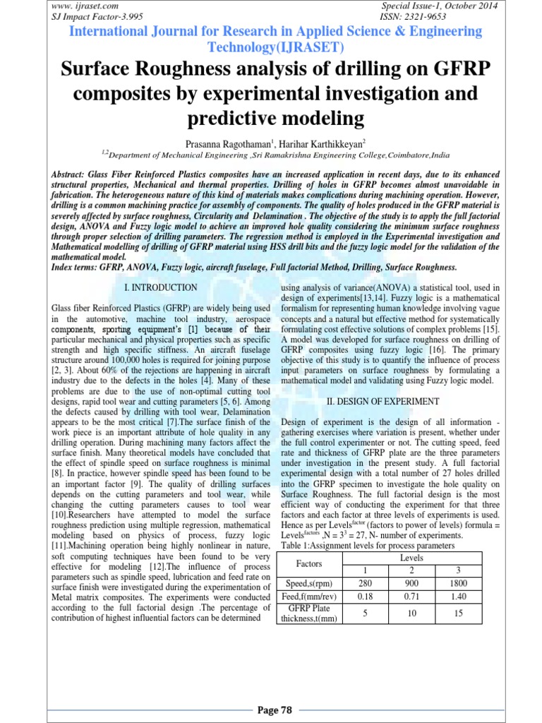 Surface Roughness Analysis of Drilling On GFRP Composites by ...