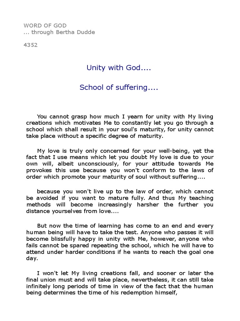 4352 Unity With God.... School of Suffering.... | PDF | Revelation | Soul