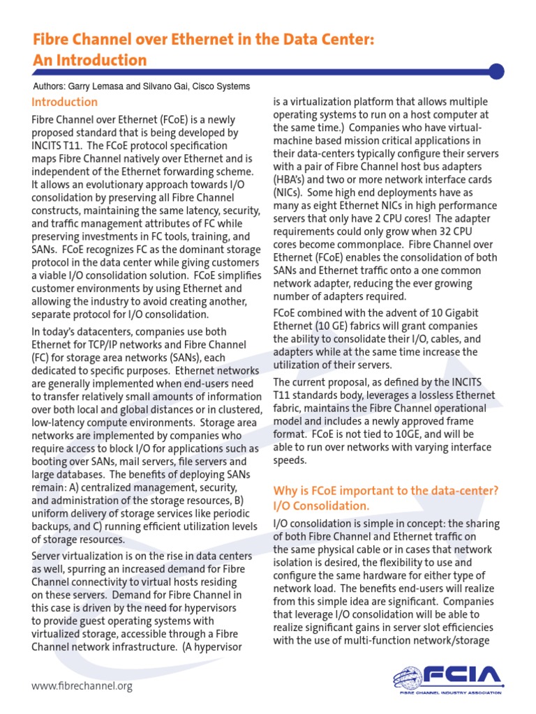 Fibre Channel Over Ethernet in The Data Center: An Introduction | PDF ...