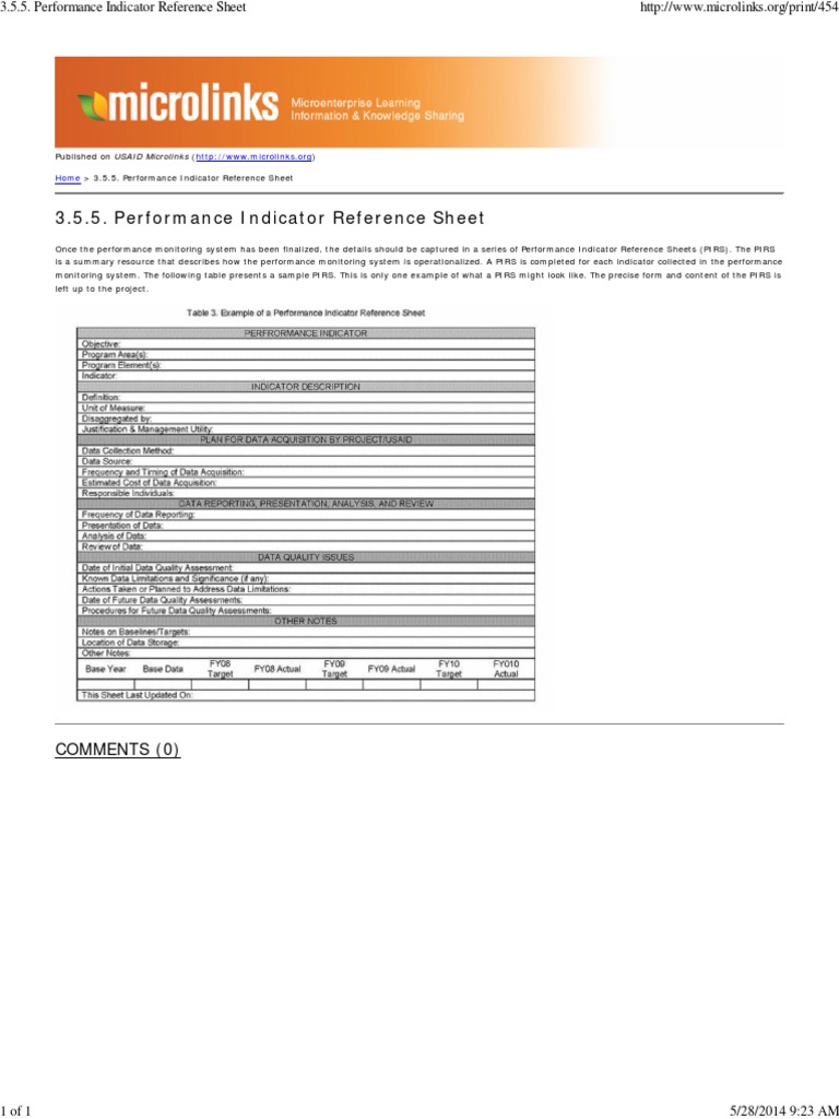 3.5.5. Performance Indicator Reference Sheet: Comments | PDF