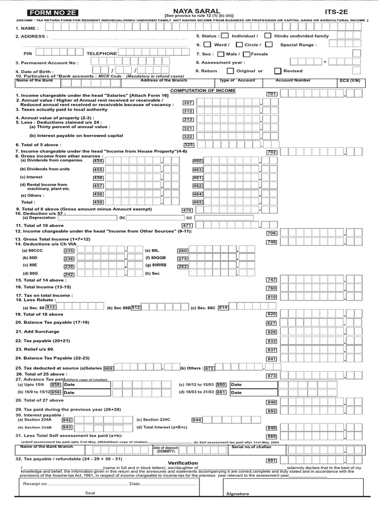 Form No 2E: ITS-2E Naya Saral | PDF | Capital Gains Tax | Dividend